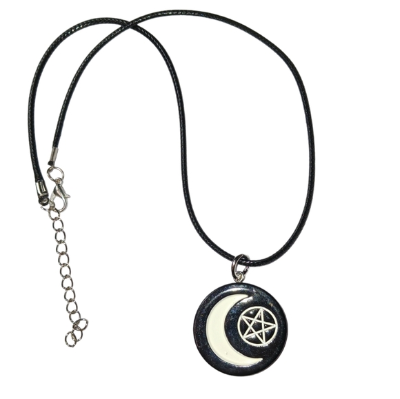 Hand Crafted | Jewelry | Witchy Crescent Moon Pentagram Witchcore Cord ...